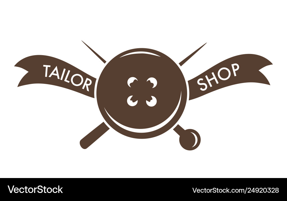 Tailor shop pin needle and button isolated icon Vector Image