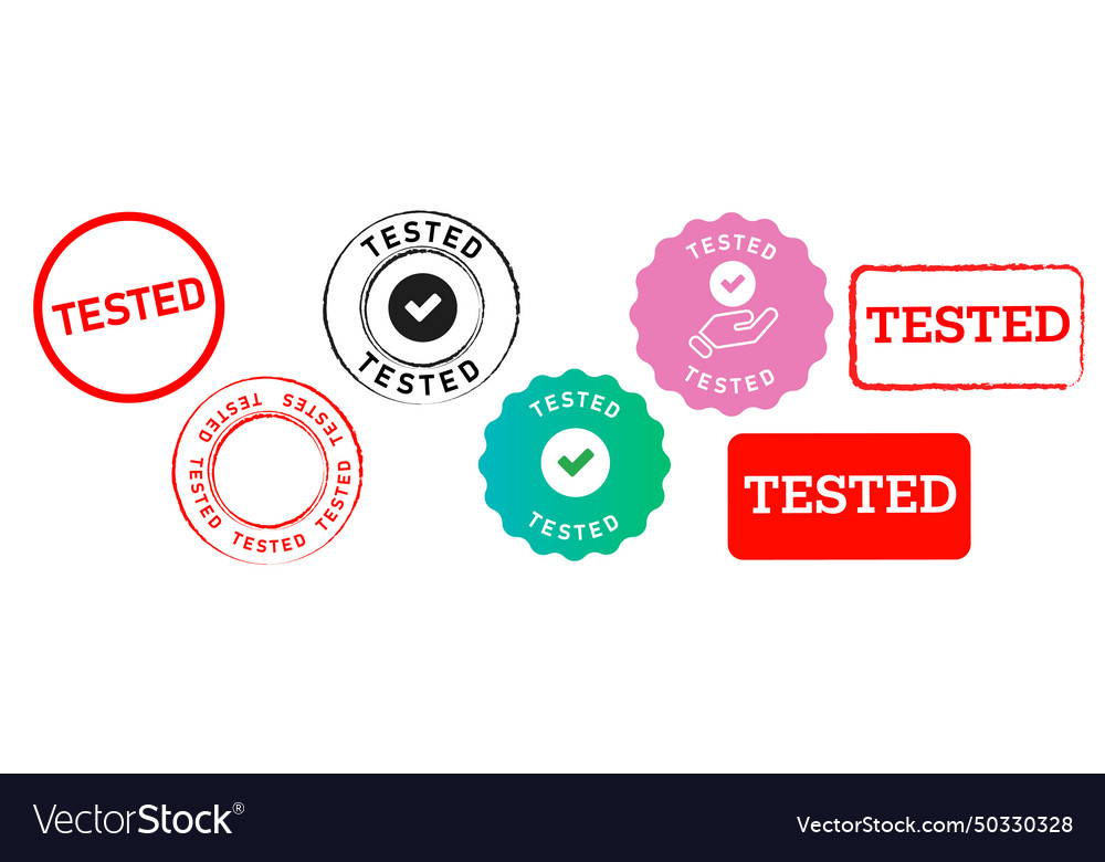 Tested Test Circle And Rectangle Stamp Label Vector Image