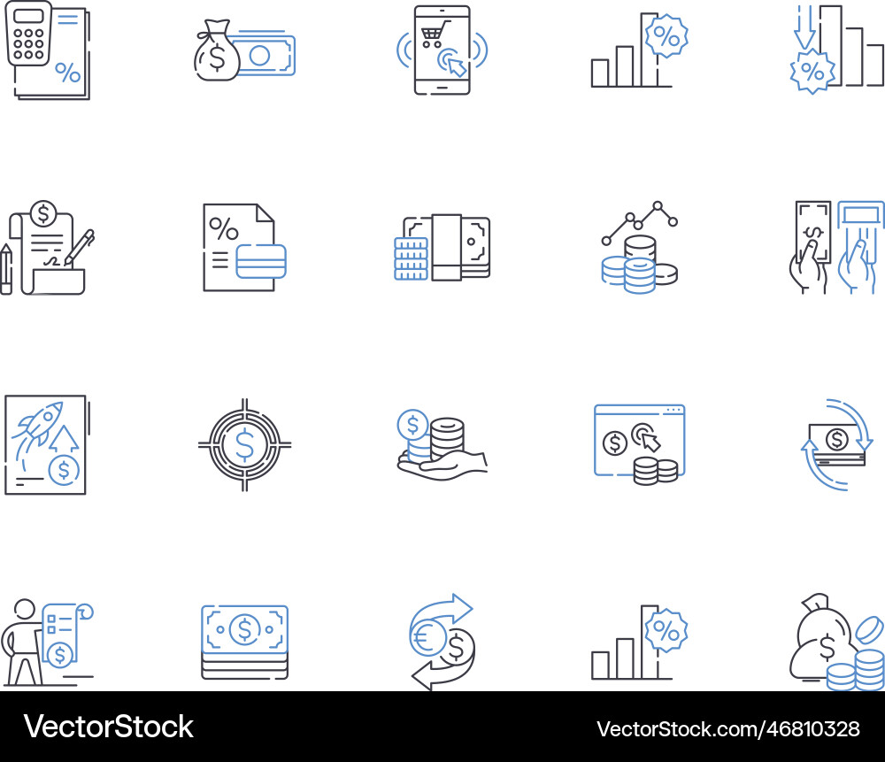 Trade scheme line icons collection barter Vector Image