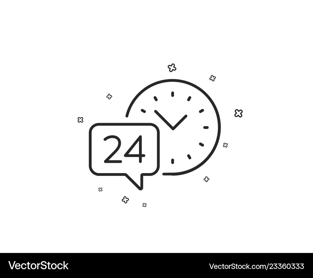 24 hour time service line icon call support sign Vector Image