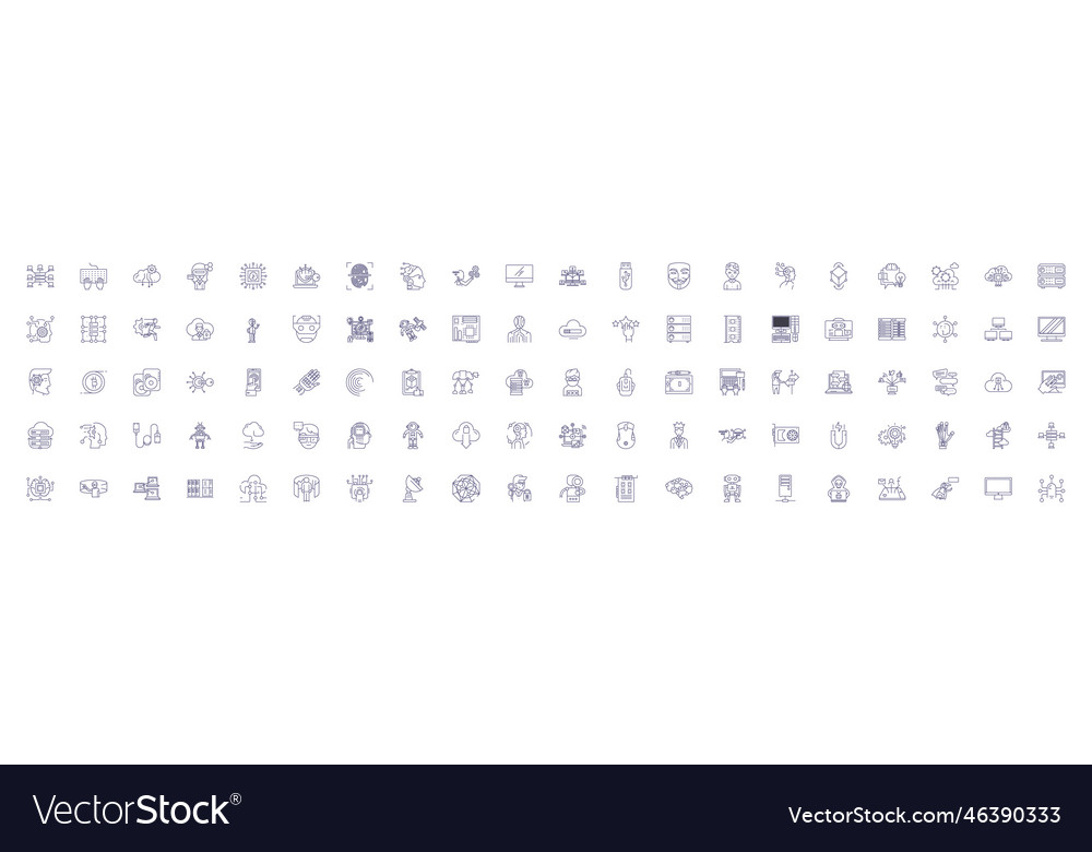 Artificial intelligence line icons signs set Vector Image Artificial intelligence line icons signs set Vector Image