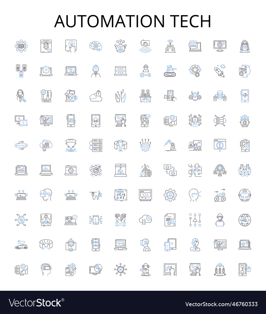 Automation tech outline icons collection Vector Image