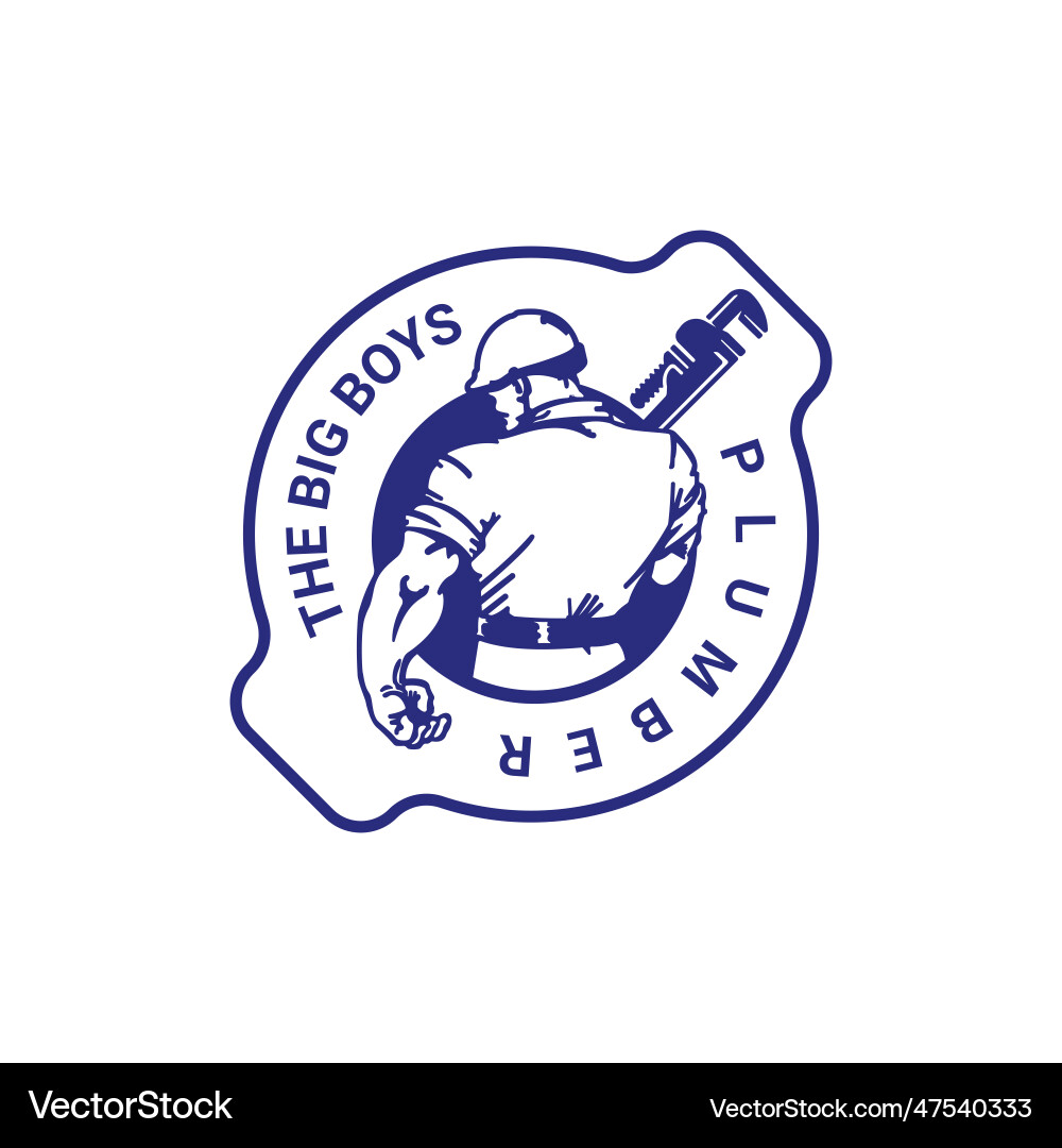 Big boys plumber logo Royalty Free Vector Image