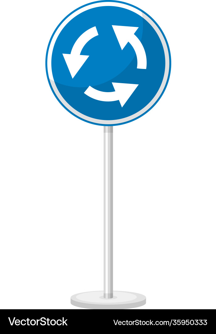 Blue traffic sign on white background Royalty Free Vector