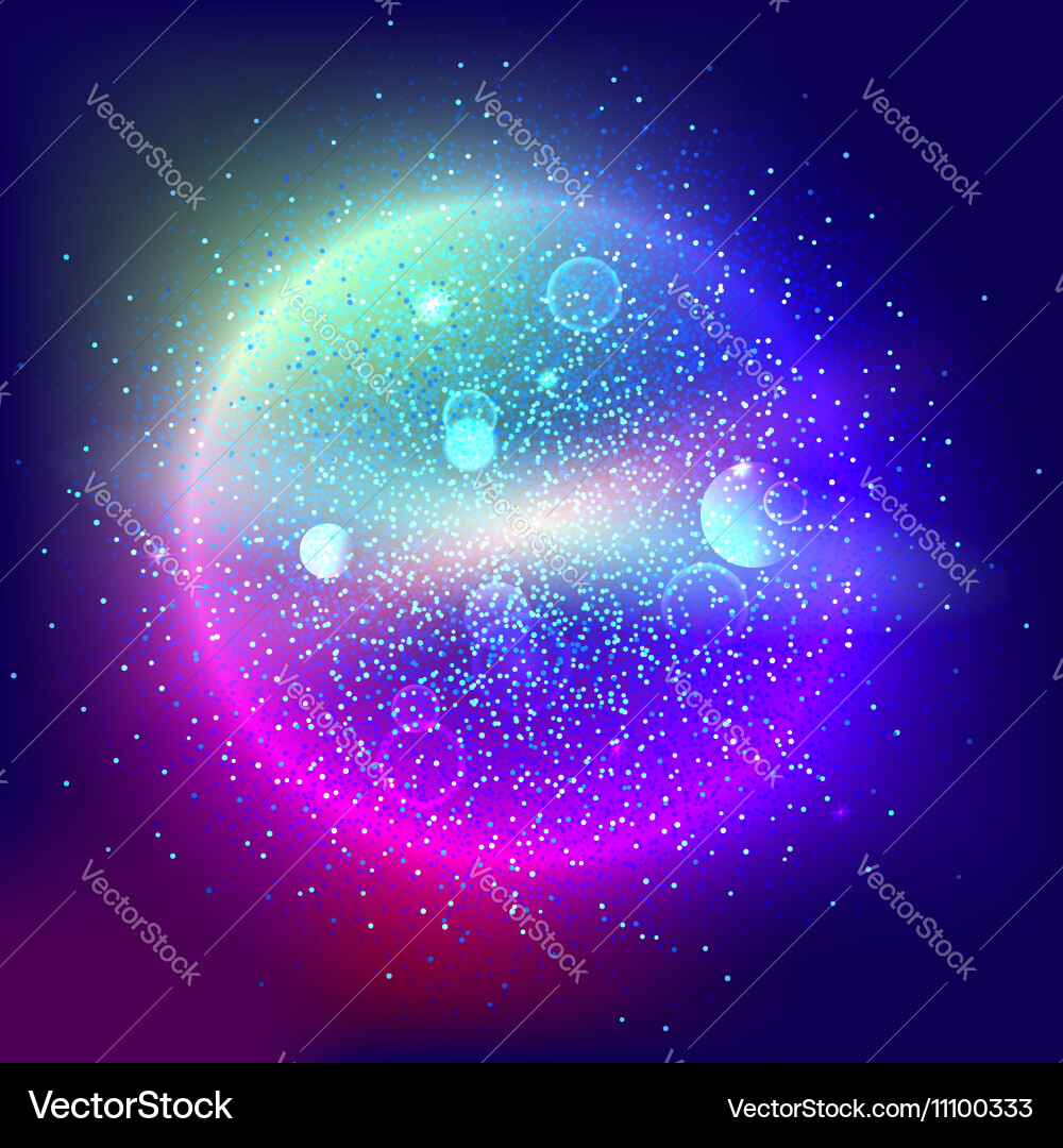 Bright glowing ball filled with particles and dust