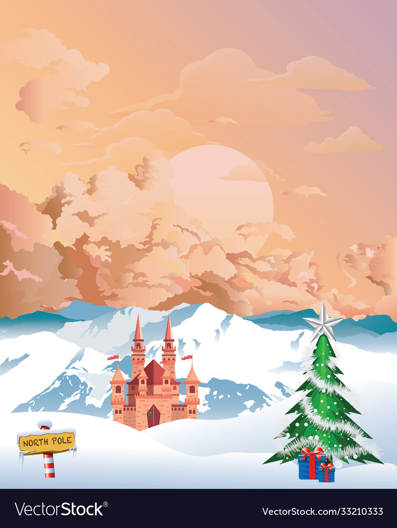 Christmas at north pole dawn Royalty Free Vector Image