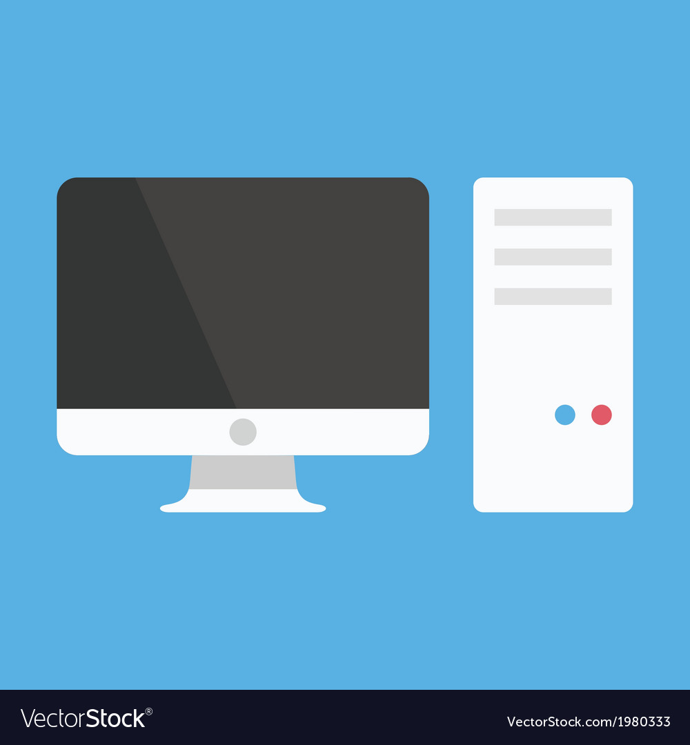 Computer system unit and monitor icon Royalty Free Vector
