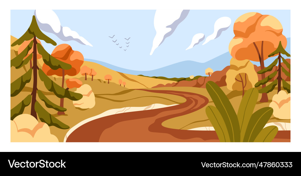 Fall nature landscape autumn panorama rural Vector Image