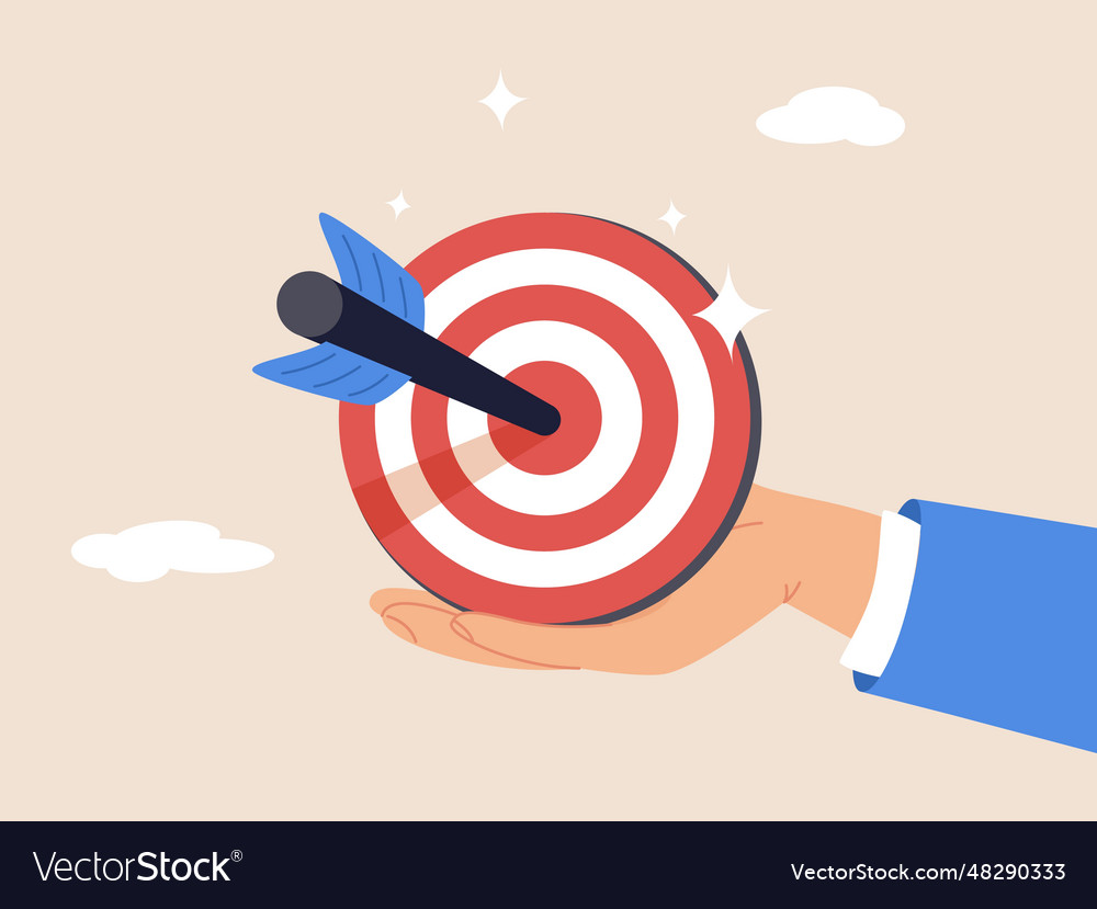 Goal or target purpose objective focus Royalty Free Vector