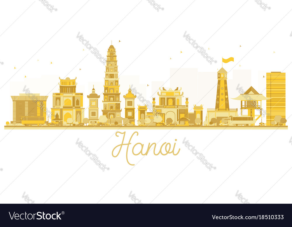 Hanoi City Skyline Golden Silhouette Royalty Free Vector