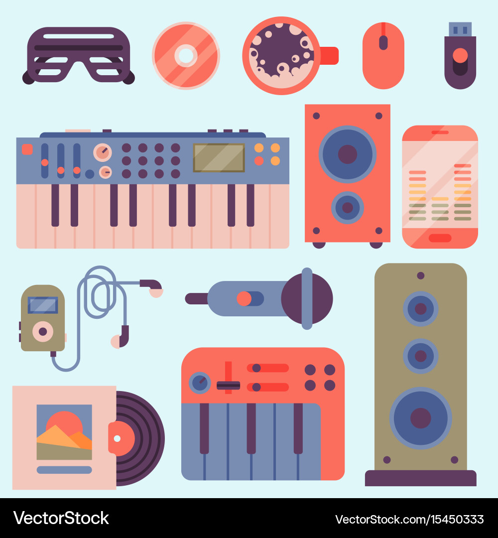 Hip hop accessory musician instruments breakdance Vector Image