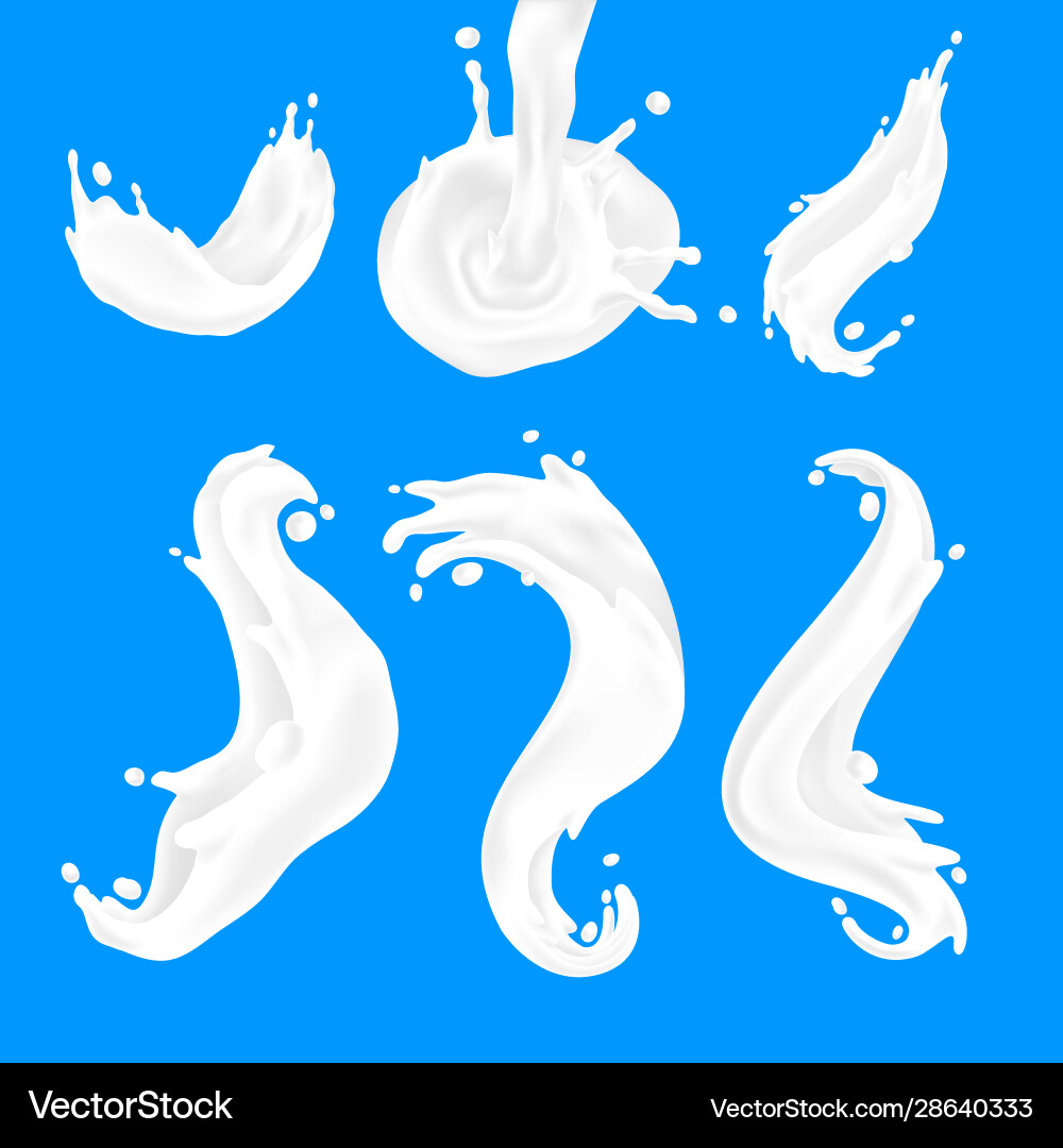 Milk wave white yogurt and cream splash flows Vector Image
