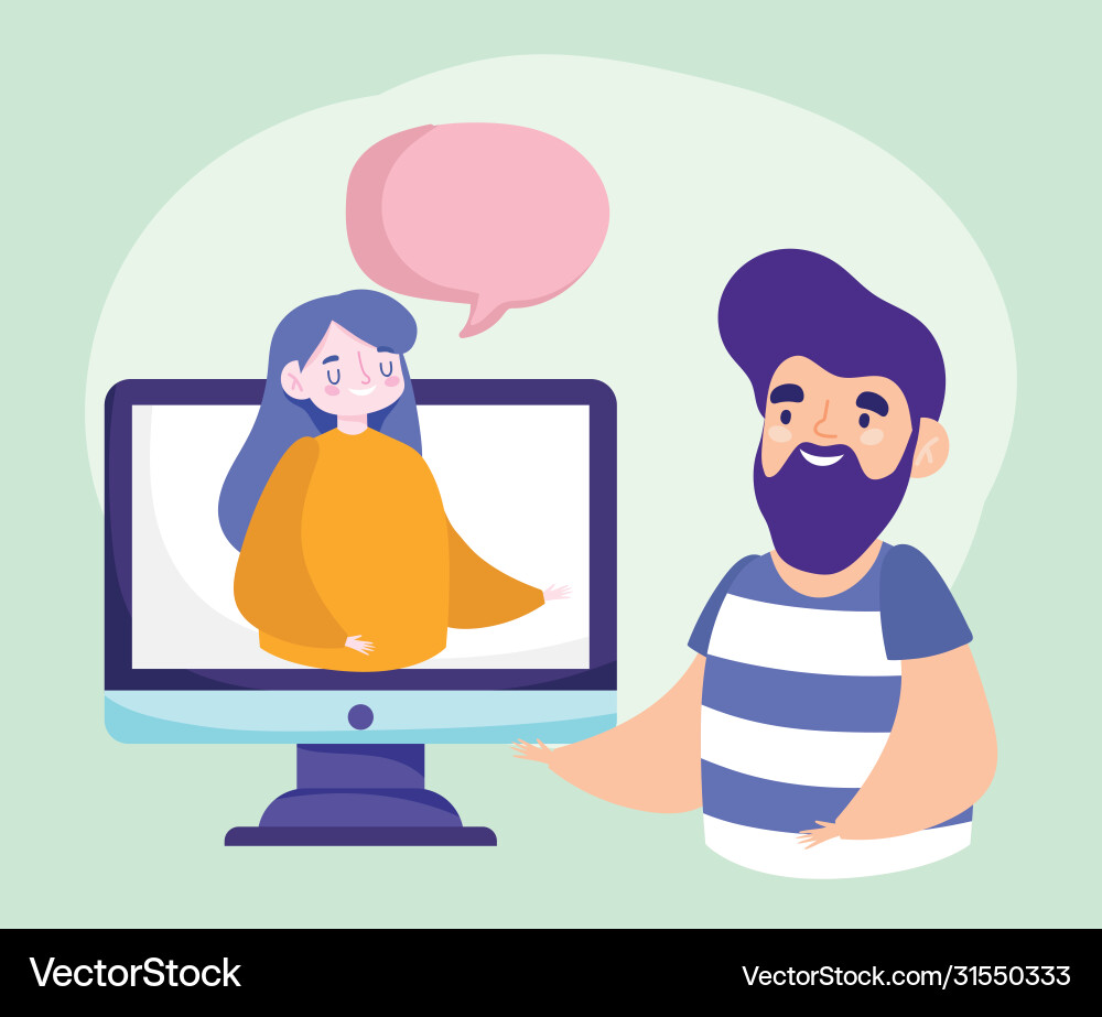 Online education teacher explaining distance Vector Image