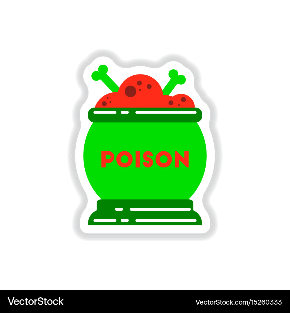 Paper sticker on background of potion cauldron Vector Image