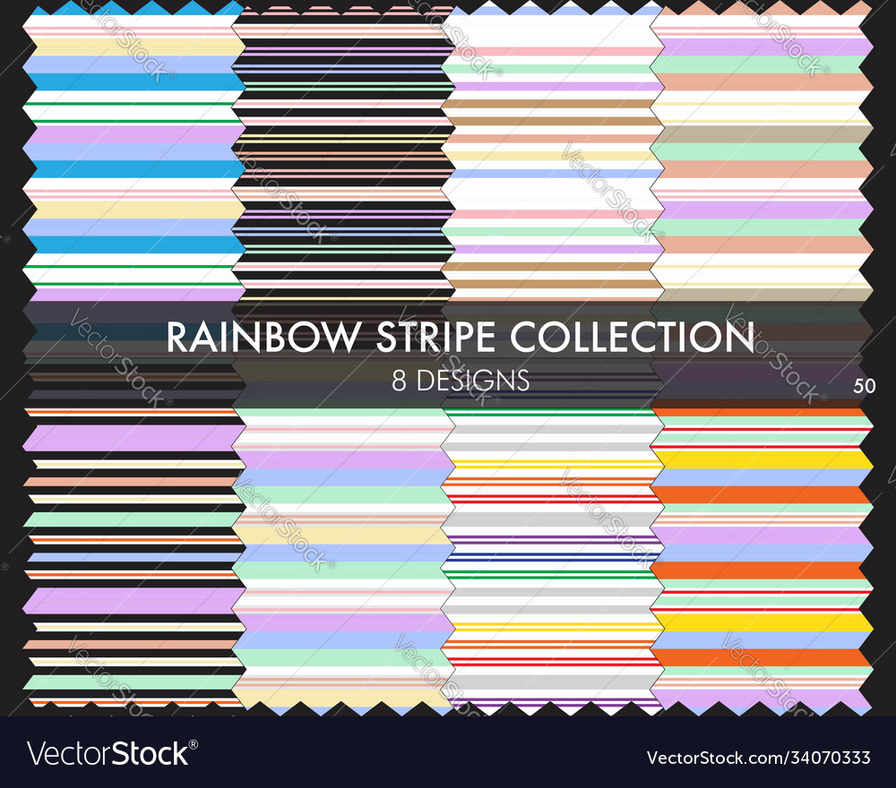 Rainbow stripe seamless pattern collection Vector Image