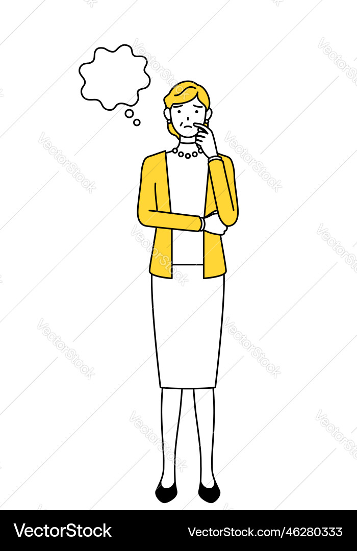 Retired seniors middle-aged woman thinking while Vector Image