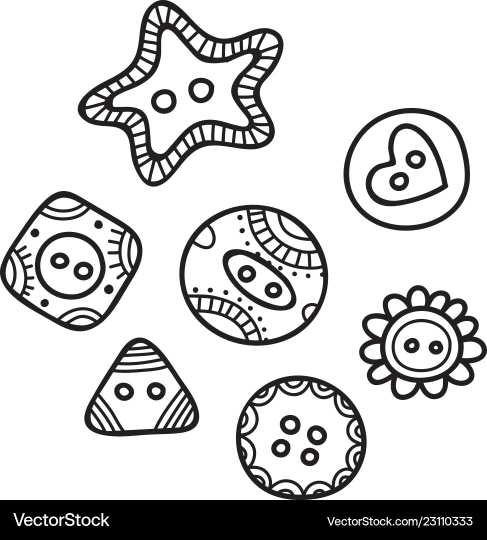 Set of cloth buttons in different designs in boho Vector Image