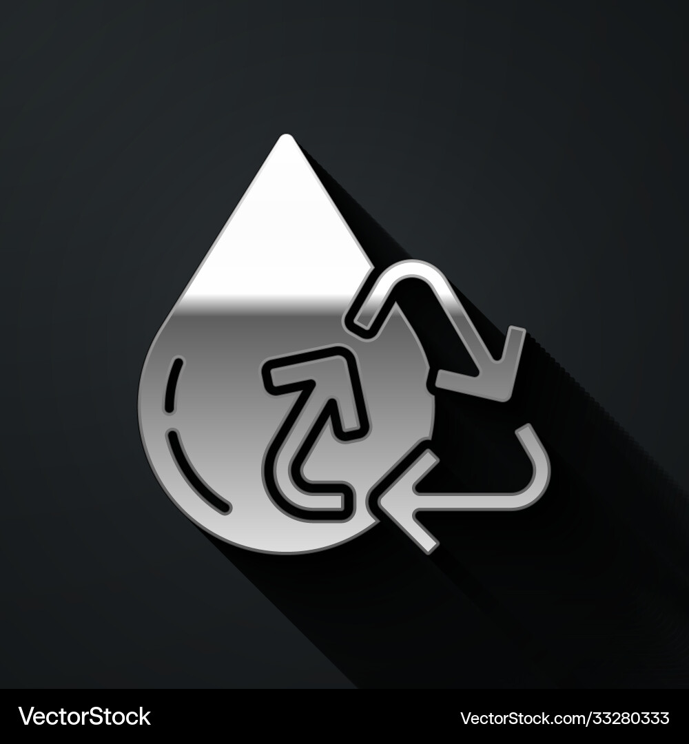 Silver recycle clean aqua icon isolated on black Vector Image