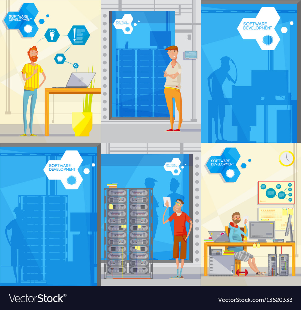 Software development posters set Royalty Free Vector Image