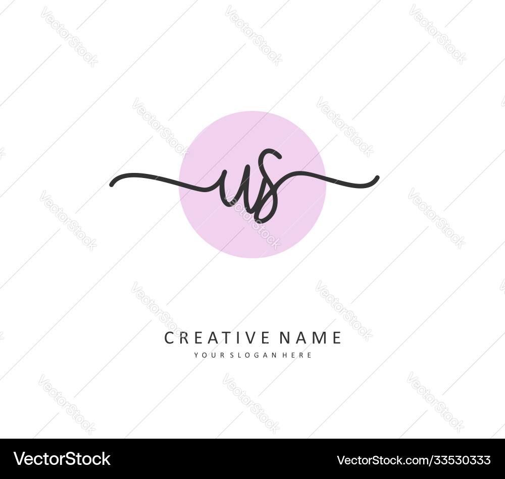 U s us initial letter handwriting and signature Vector Image