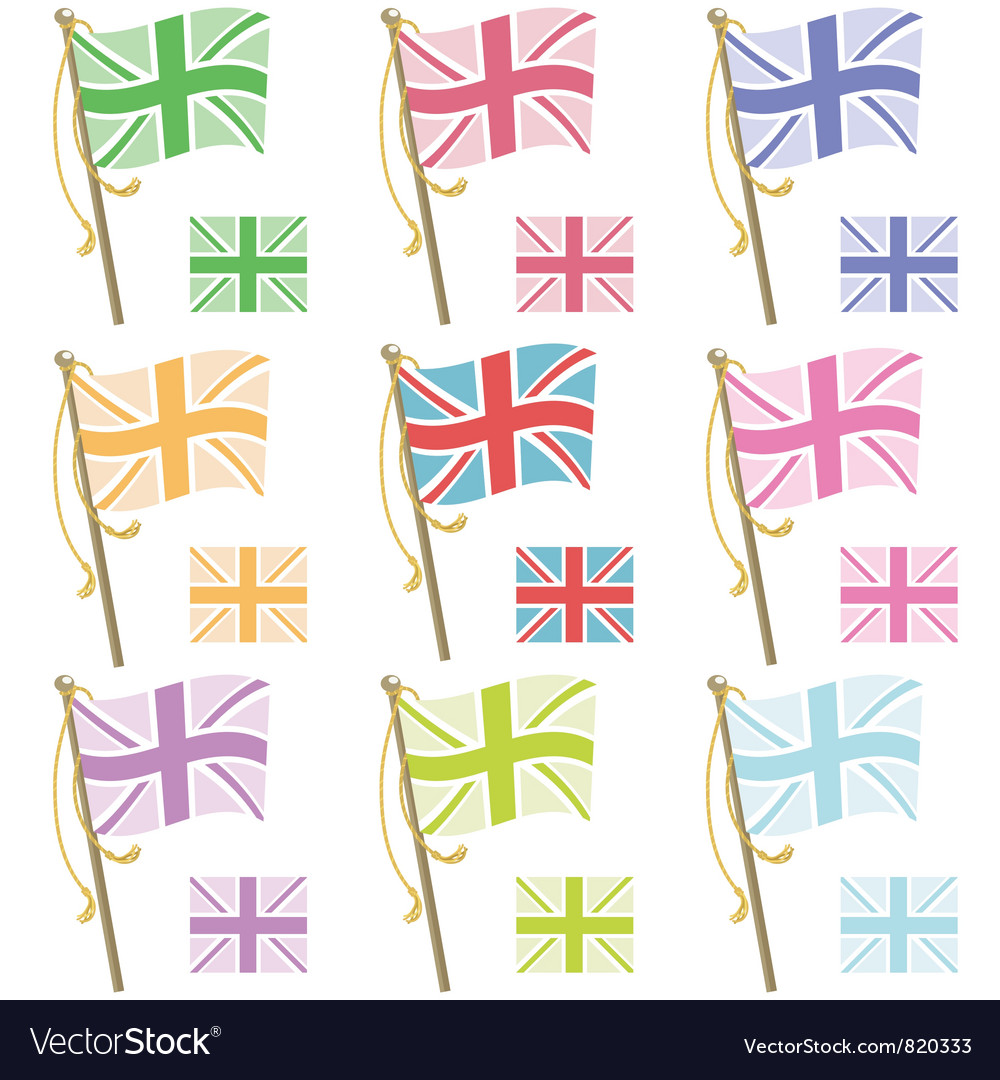 Uk flags Royalty Free Vector Image - VectorStock