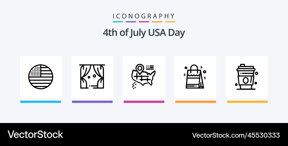 Usa line 5 icon pack including flag american mail Vector Image
