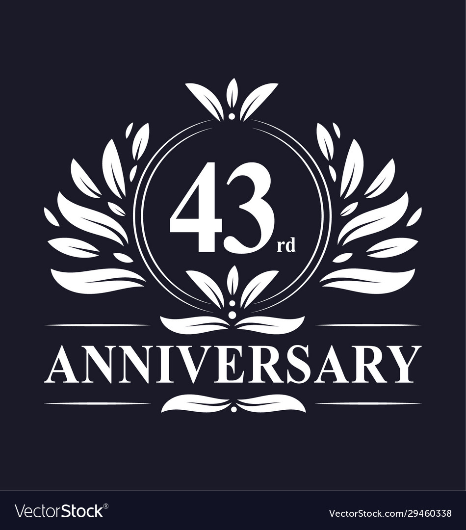 43 years anniversary logo 43rd Royalty Free Vector Image