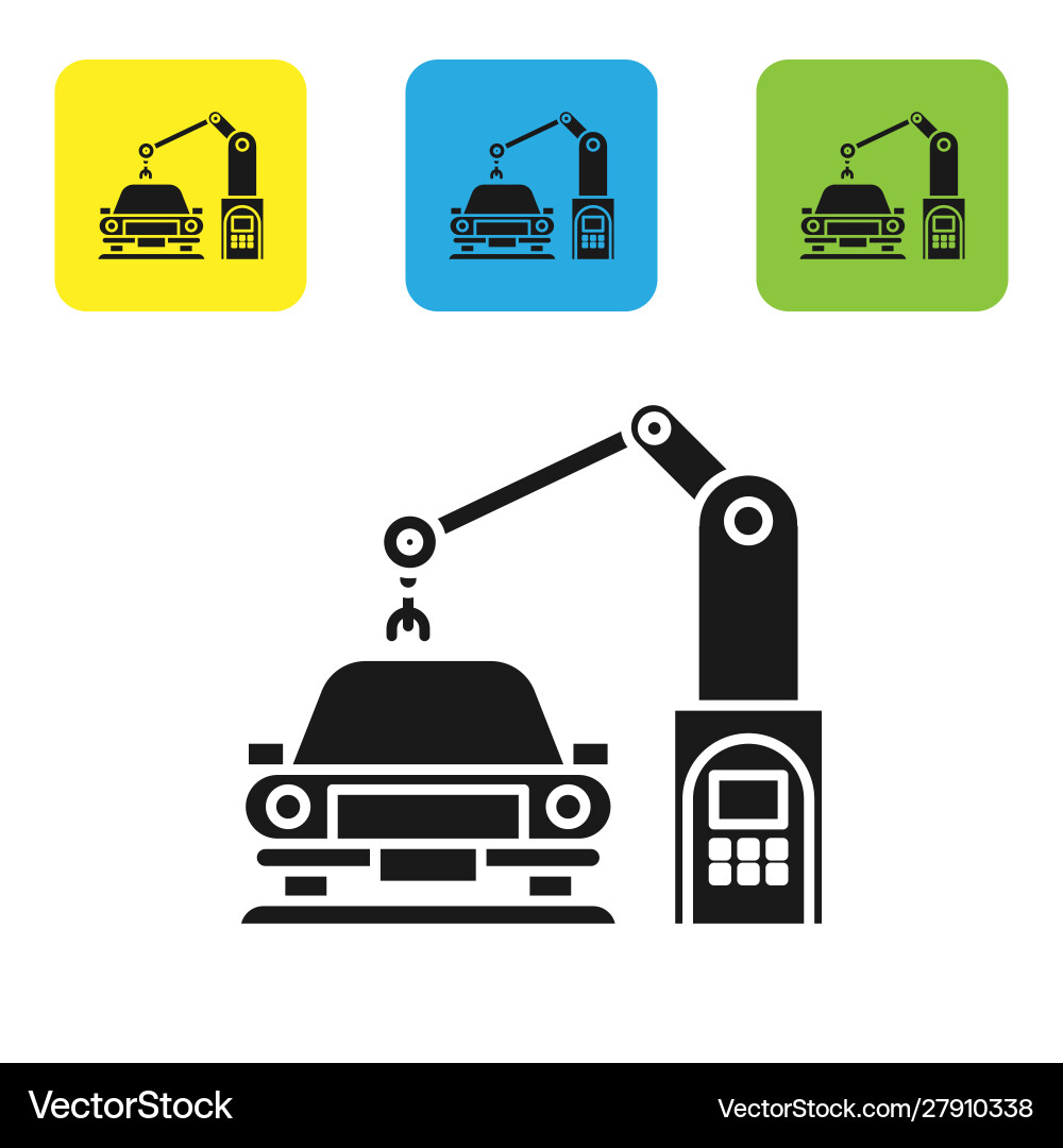 Black industrial machine robotic robot arm hand Vector Image