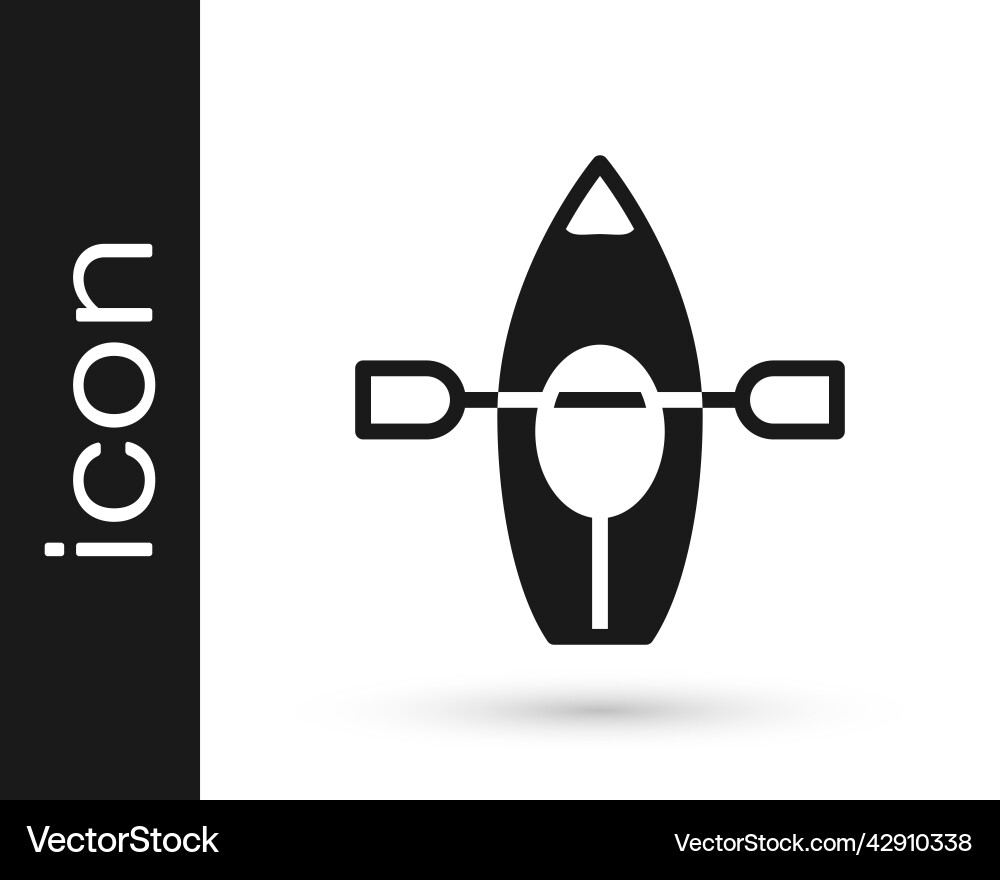 Black kayak and paddle icon isolated on white Vector Image