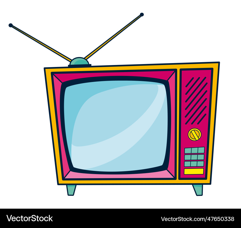 Comic retro tv icon in pop art retro comic style Vector Image