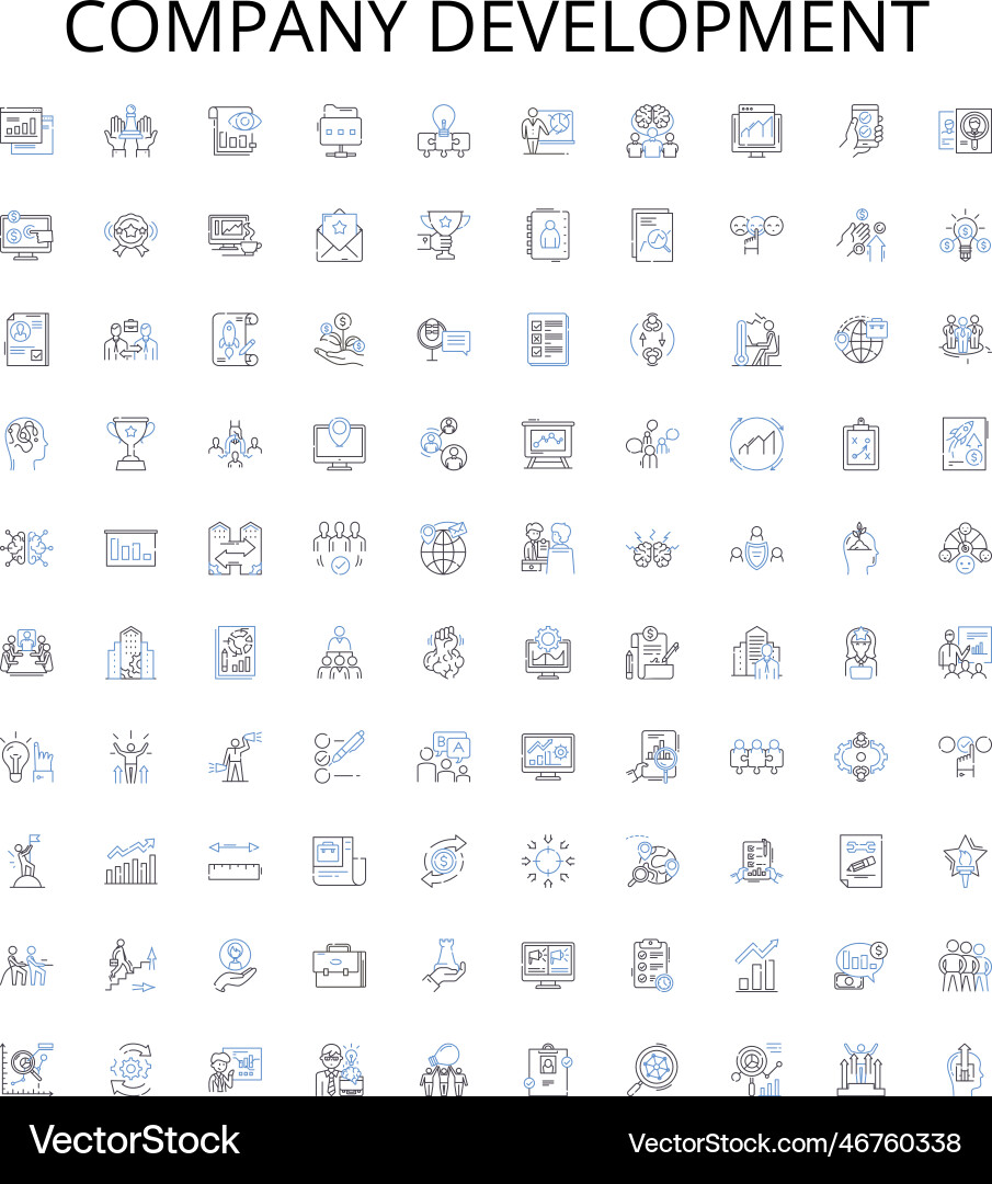 Company development outline icons collection Vector Image