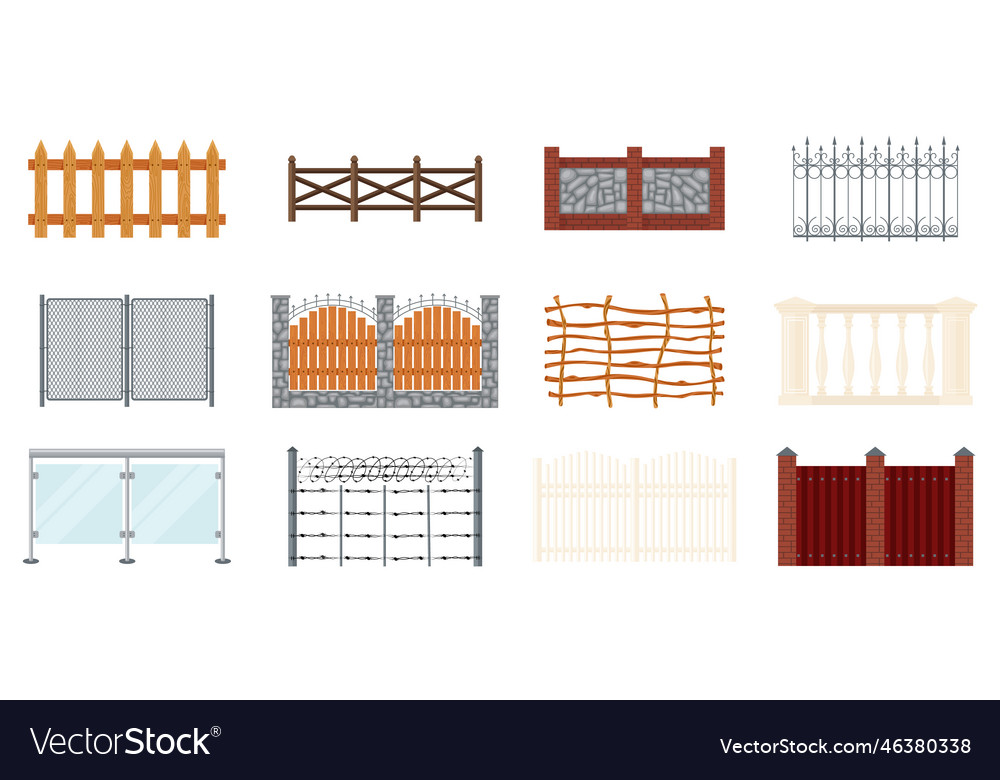 Fences flat segments set Royalty Free Vector Image