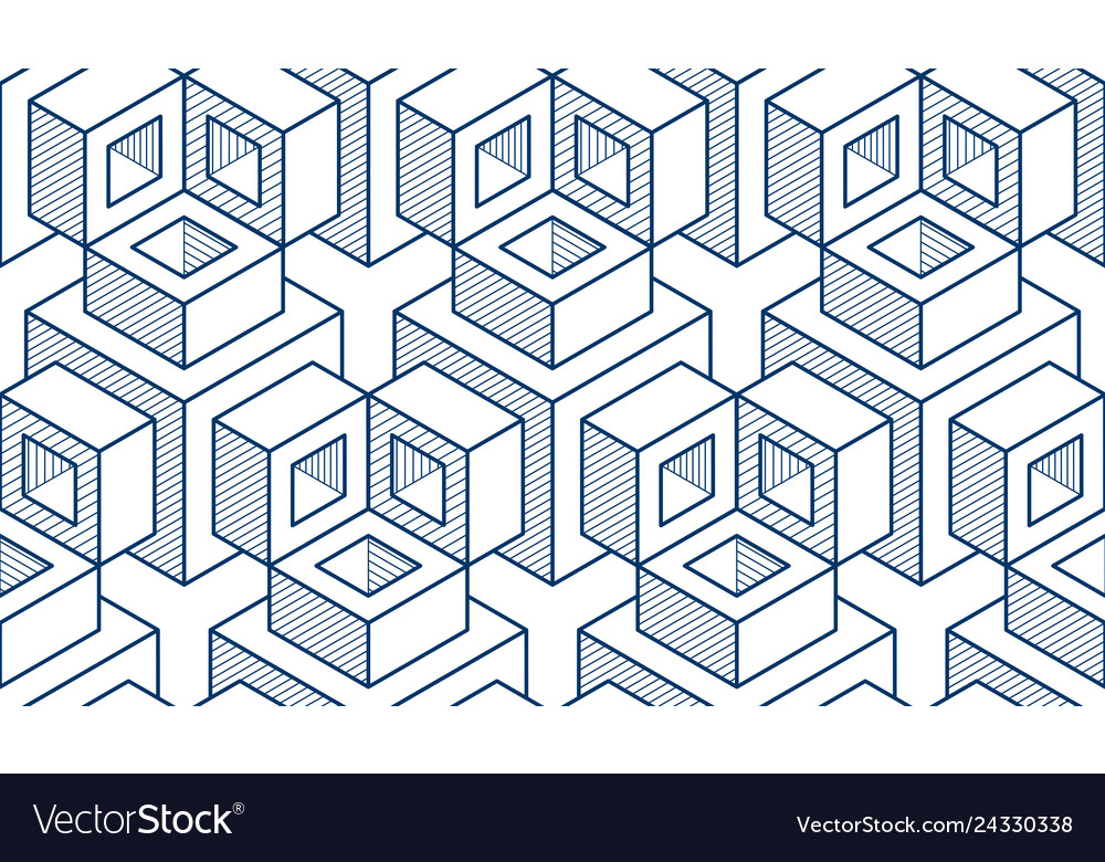 Geometric cubes abstract seamless pattern 3d Vector Image
