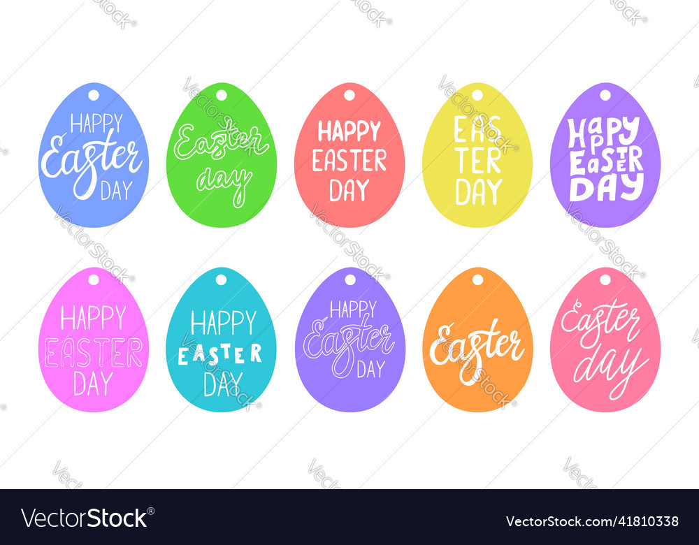 Happy easter gift tags in the shape of an egg Vector Image