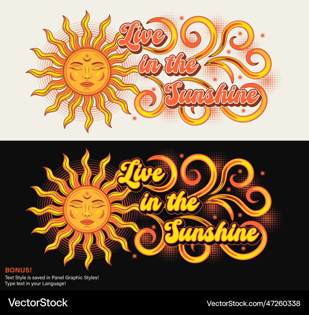 Label with sun with face sun rays swirls Vector Image
