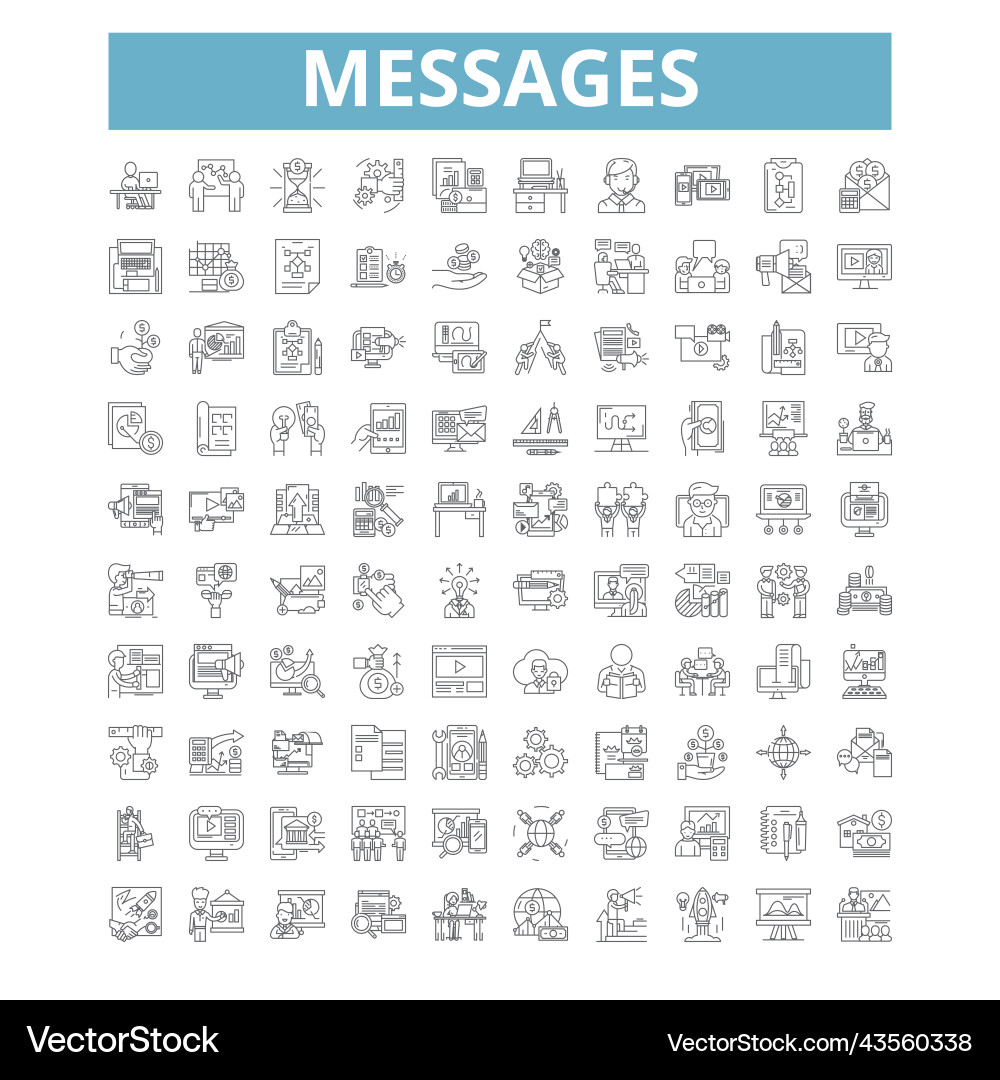 Messages icons line symbols web signs Royalty Free Vector