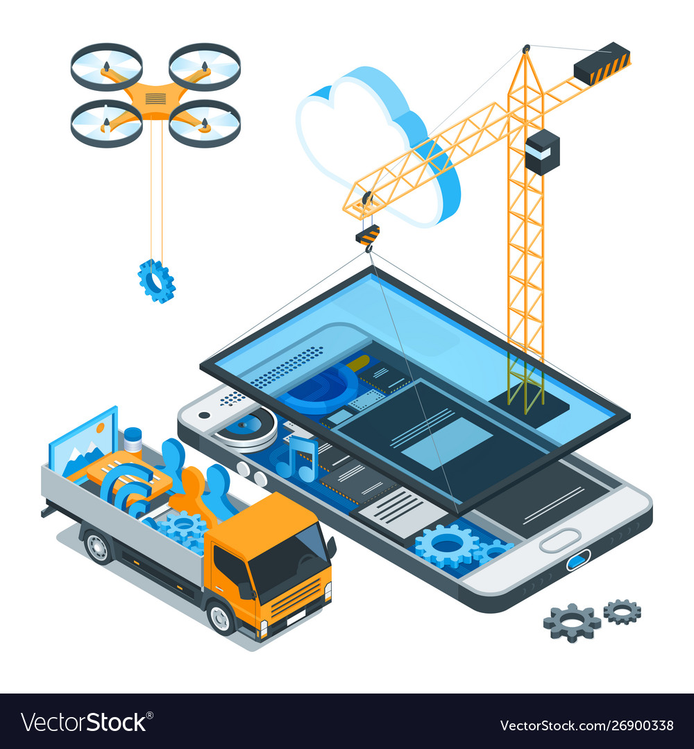 Mobile app development concept 01 Royalty Free Vector Image Mobile app development concept 01 Royalty Free Vector Image