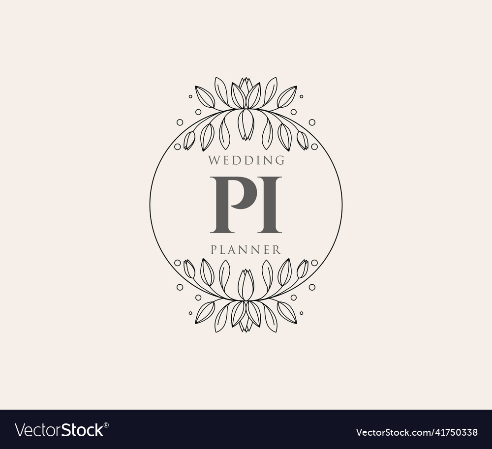 Pi initials letter wedding monogram logos Vector Image