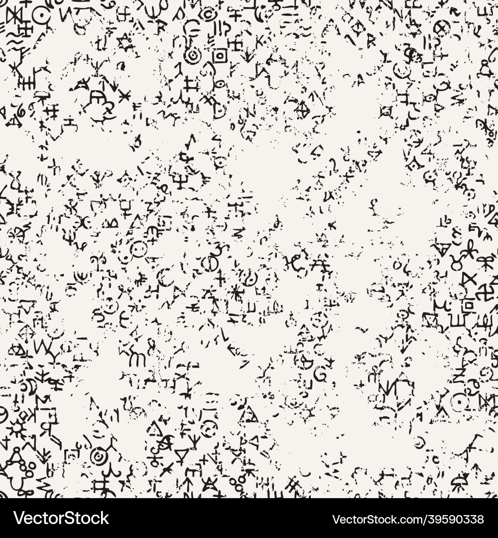 Seamless pattern with occult signs and magic runes