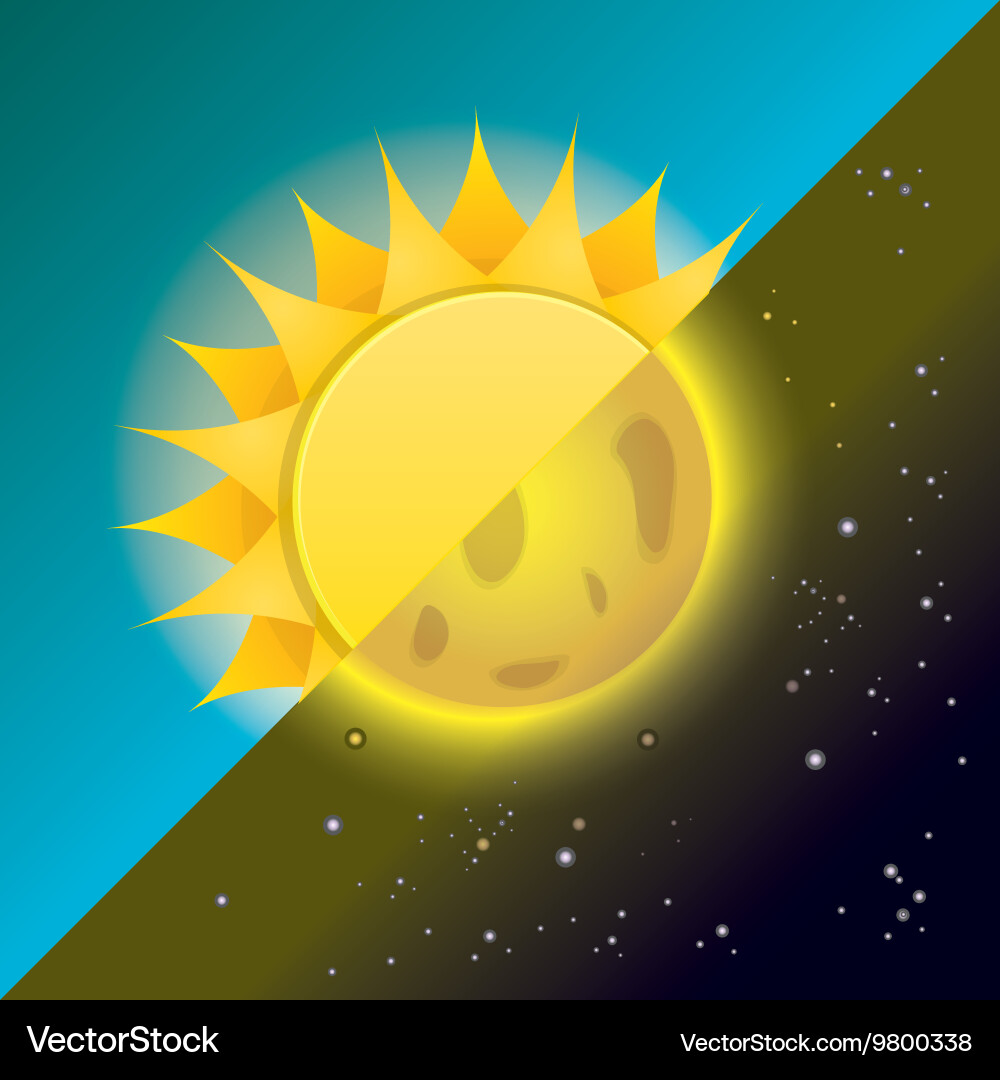 Sun and moon in sky day night Royalty Free Vector Image