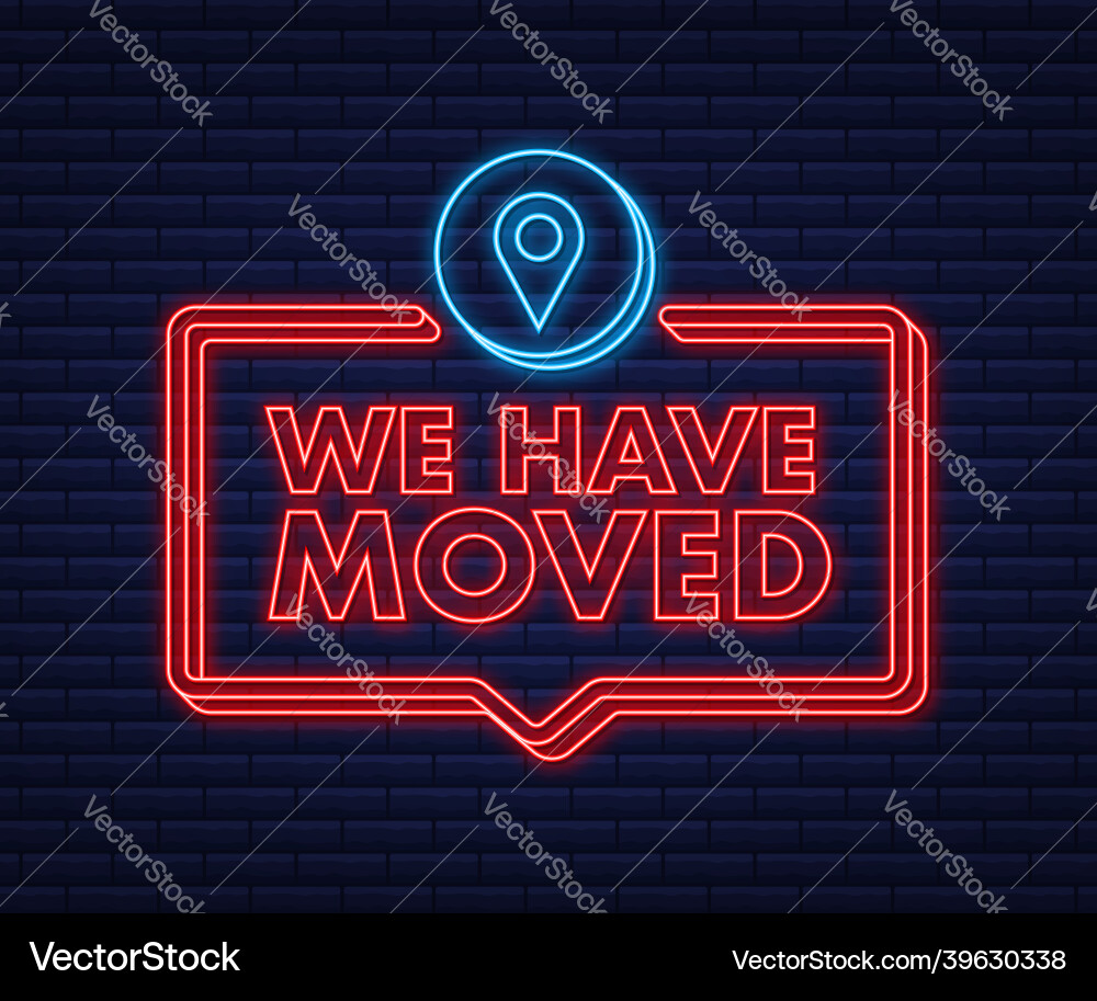 We re moving neon icon badge ready for use in web Vector Image