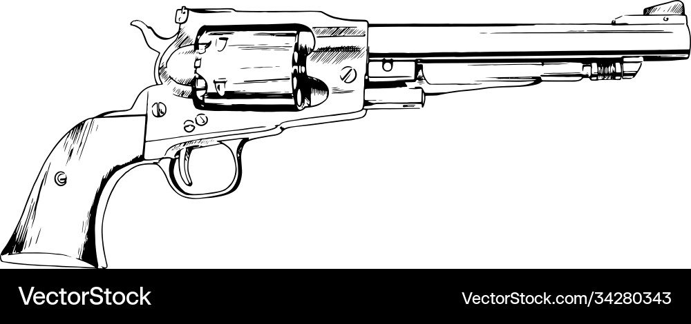 A big revolver with a handle a fighting weapon Vector Image