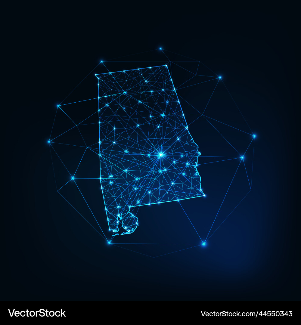 Alabama state usa map glowing silhouette made Vector Image