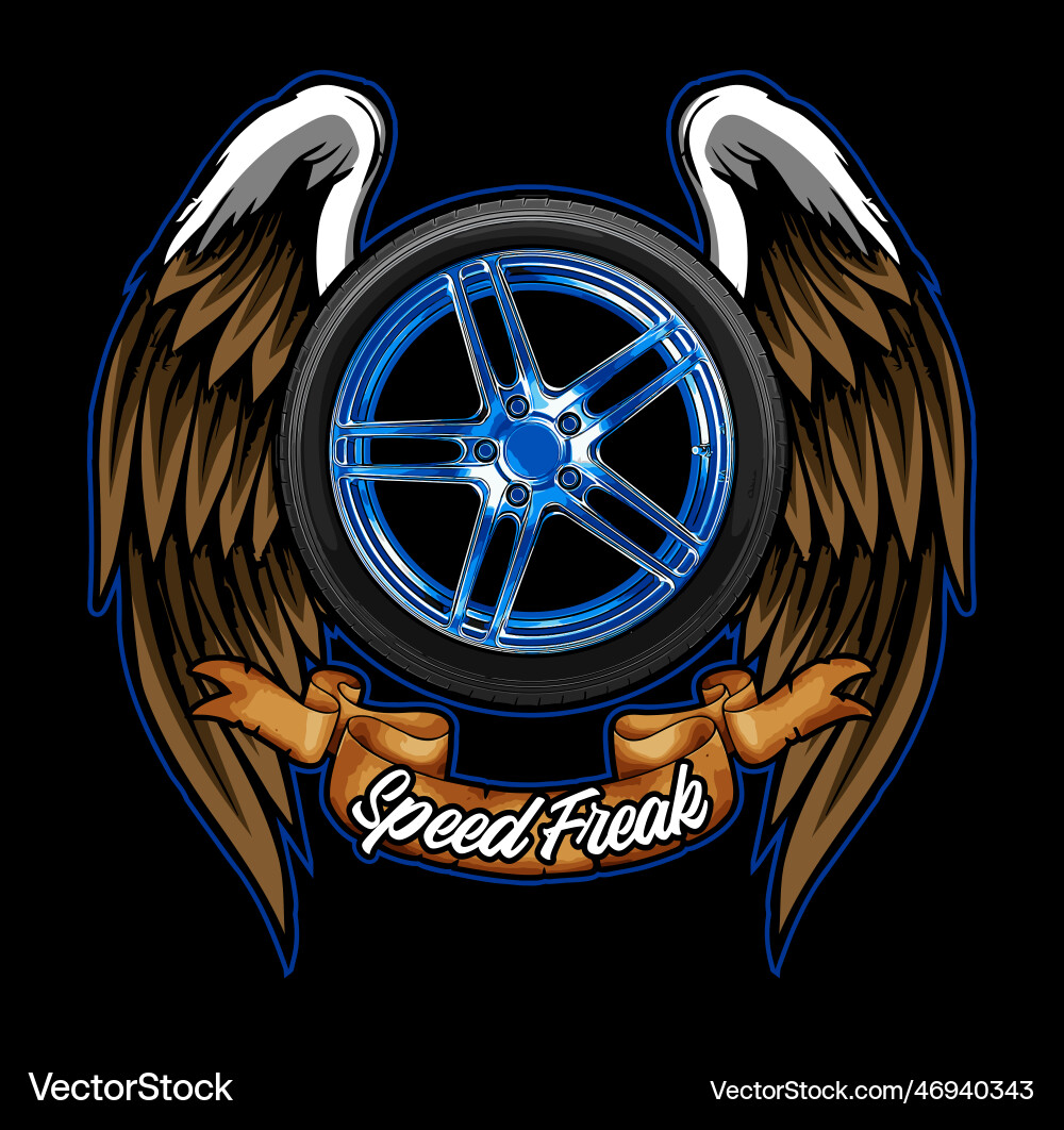 Car wheel with wings template for design needs Vector Image