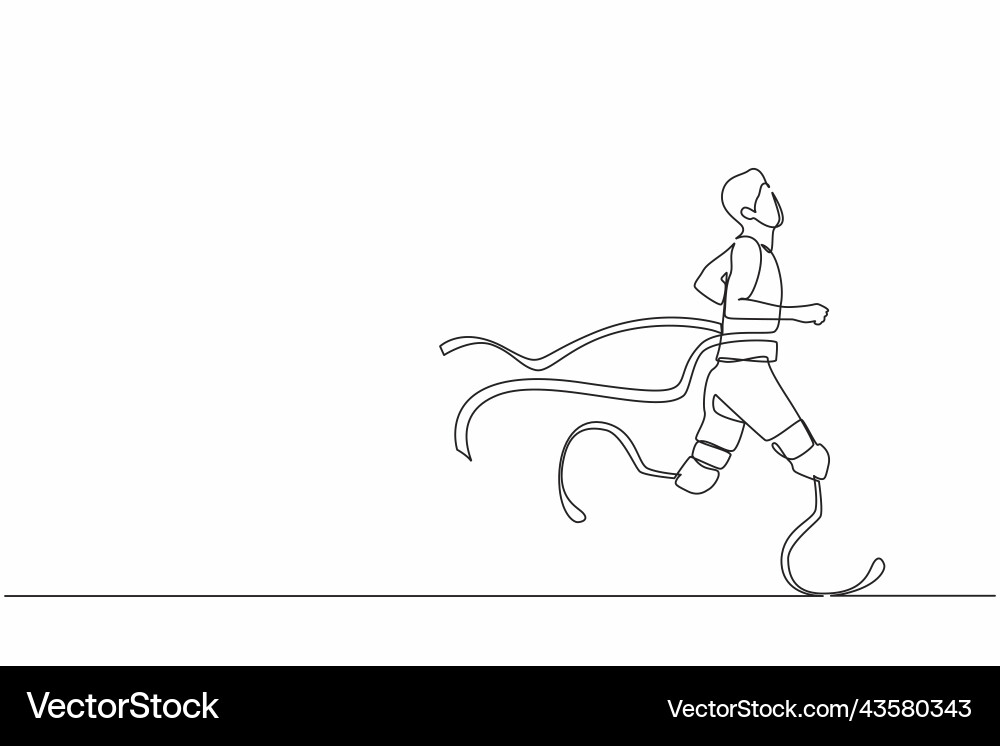 Continuous one line drawing young male athlete Vector Image
