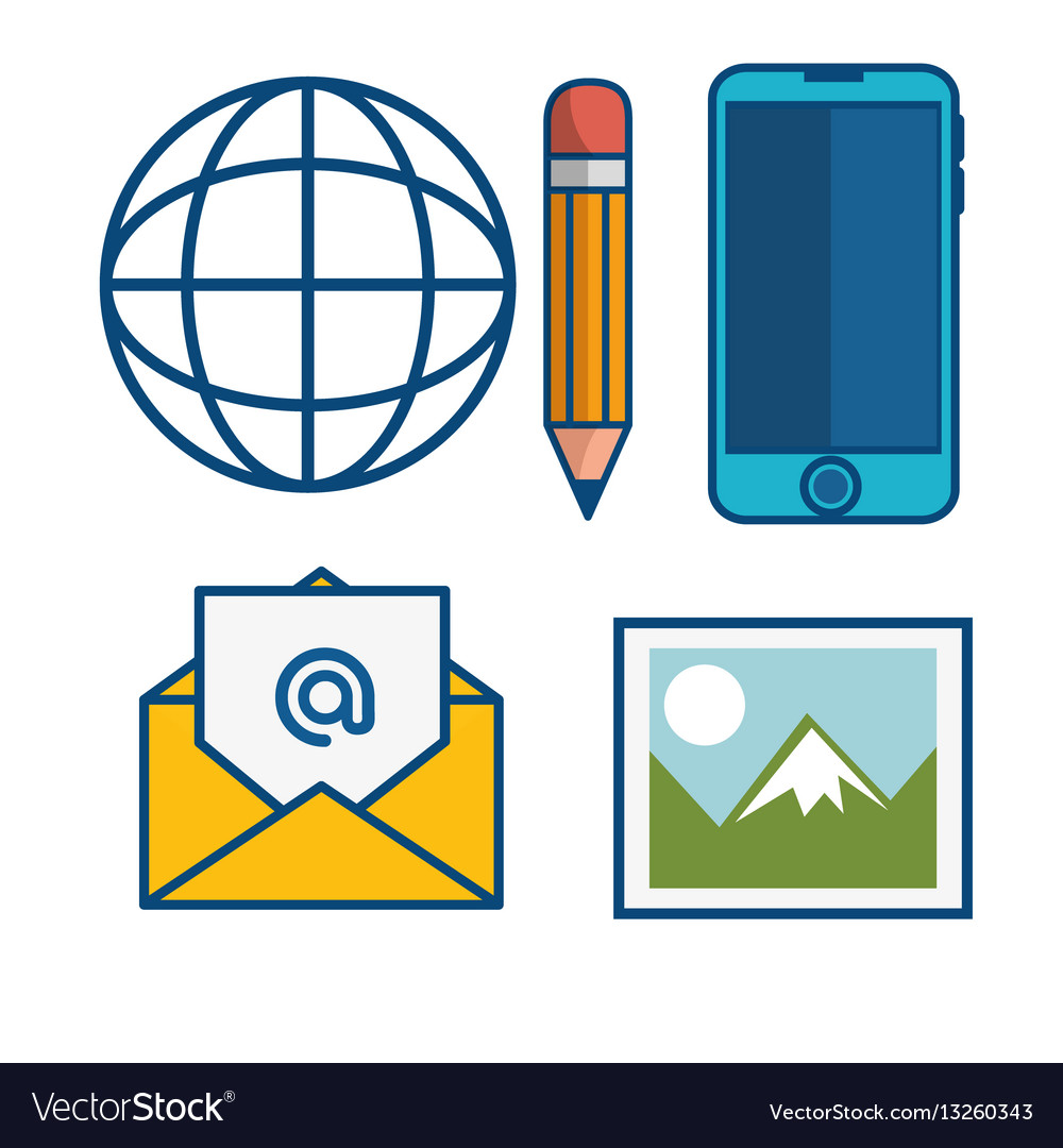 Digital marketing flat icons Royalty Free Vector Image