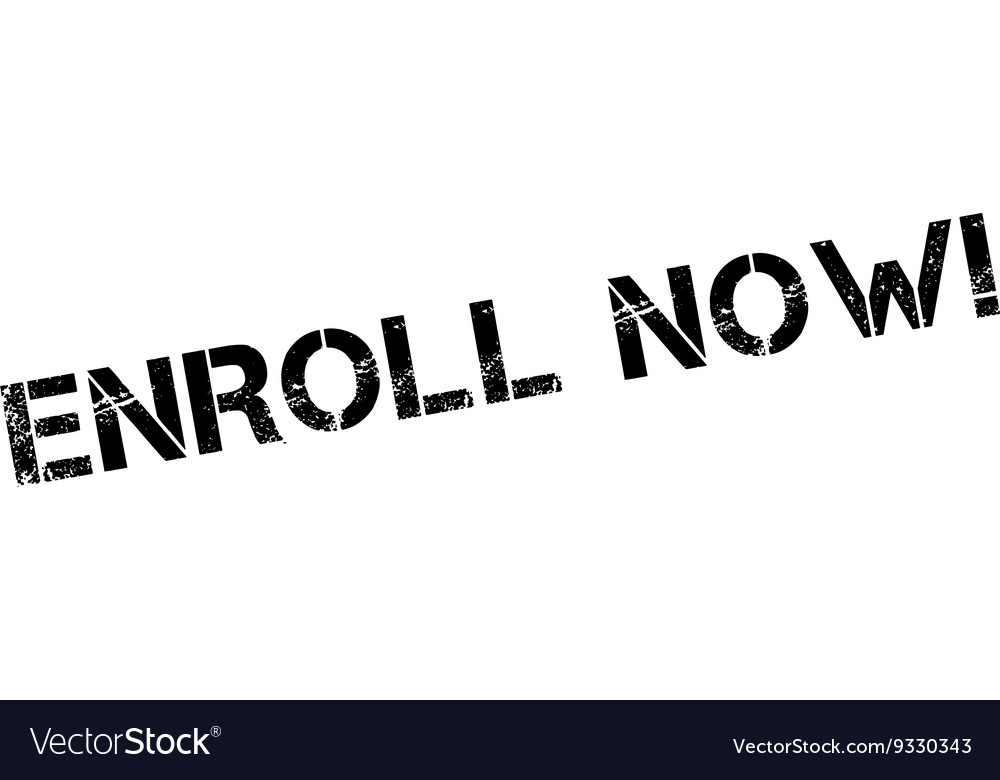 Enroll Now Black rubber stamp on white Royalty Free Vector