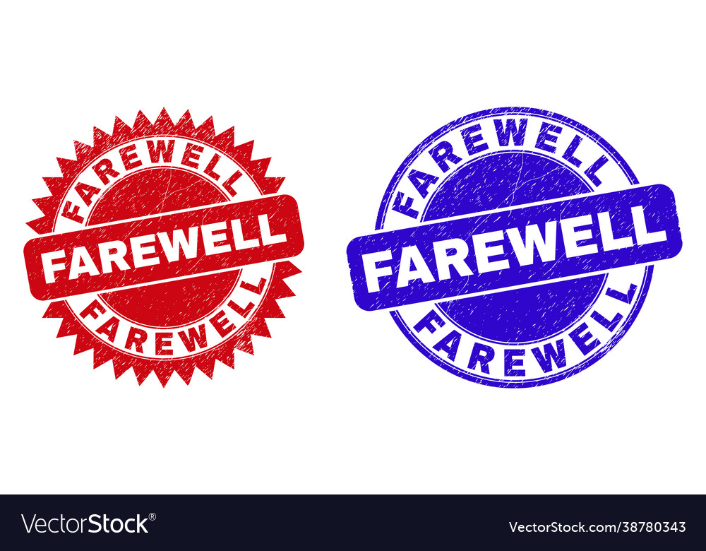 Farewell rounded and rosette stamps with corroded Vector Image