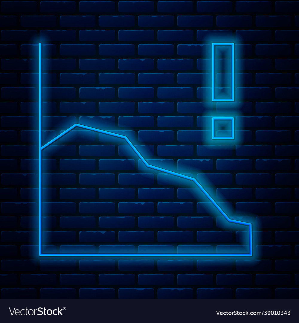 Glowing neon line financial growth decrease icon Vector Image