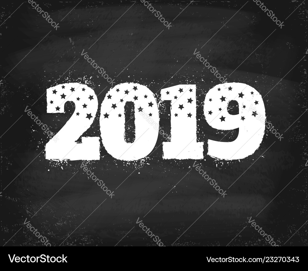 Greeting card with 2019 on chalkboard Royalty Free Vector